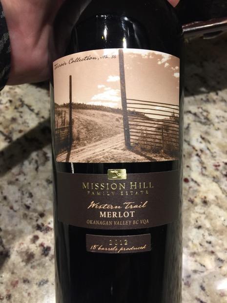 2012 Mission Hill Merlot Terroir Collection Western Trail, Canada ...