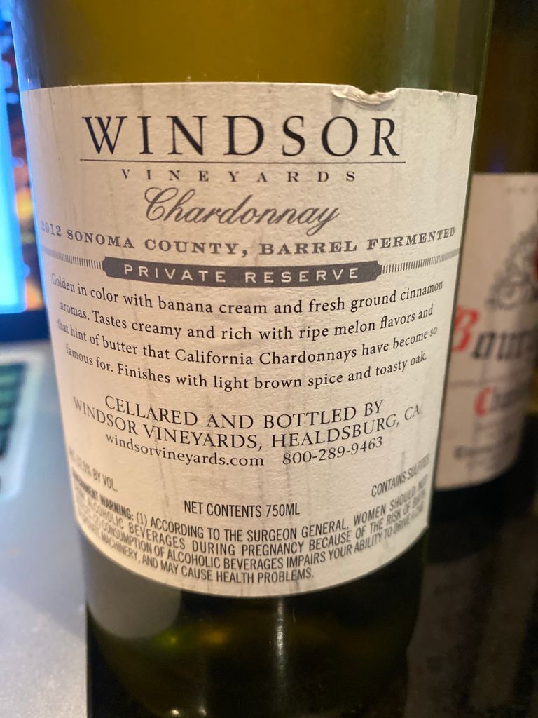 2013 Windsor Vineyards Chardonnay Private Reserve, USA, California ...