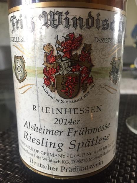 2014 Fritz Windisch Alsheimer Frühmesse Riesling Spätlese, Germany ...