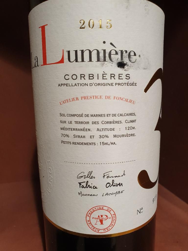 2018 Les Vignobles Foncalieu Corbières La lumière, France, Languedoc ...