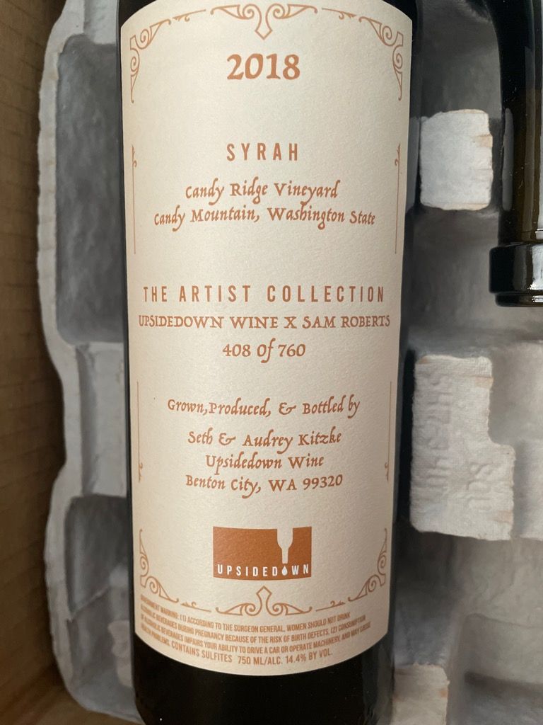 2019 UpsideDown Syrah The Artist Collection Candy Ridge Vineyard, USA ...