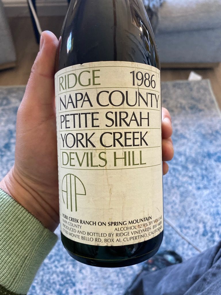 1985 Ridge Petite Sirah Devil's Hill Napa County, USA, California ...