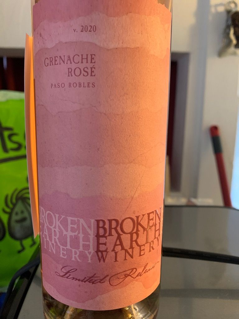2020 Broken Earth Winery Grenache Rosé, USA, California, Central Coast ...
