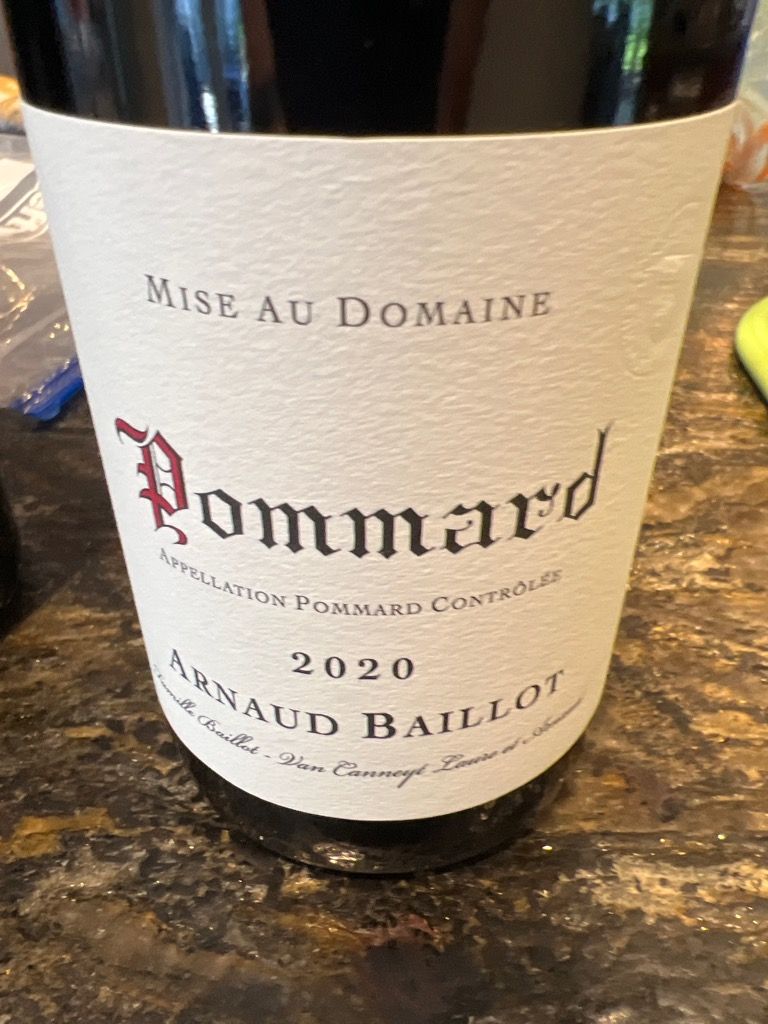 2020 Arnaud Baillot Pommard, France, Burgundy, Côte de Beaune, Pommard ...