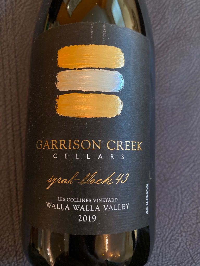 2019 Garrison Creek Cellars Syrah Block 43 Les Collines Vineyard, USA, Washington, Columbia ...