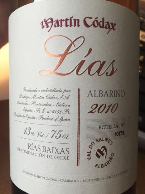 2010 Martín Códax Albariño Rías Baixas Lias, Spain, Galicia, Rías ...