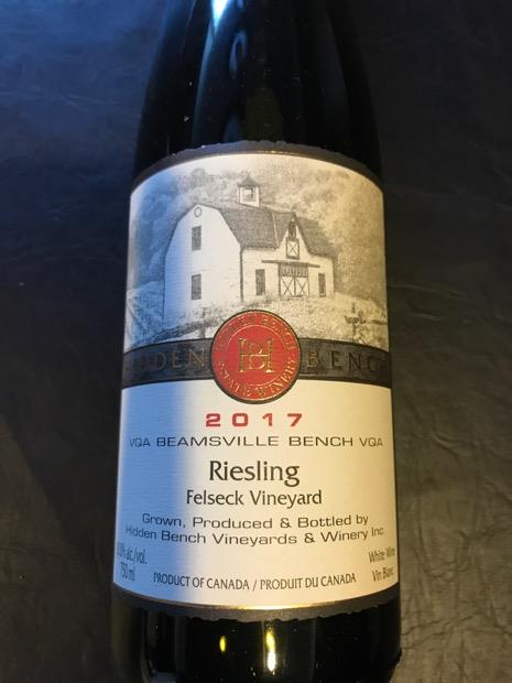 2017 Hidden Bench Riesling Felseck Vineyard, Canada, Ontario, Niagara ...