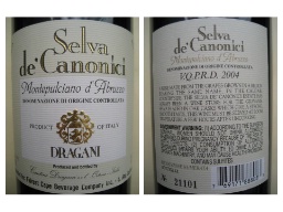 2004 Dragani Montepulciano d'Abruzzo Selva de'Canonici, Italy, Abruzzi ...