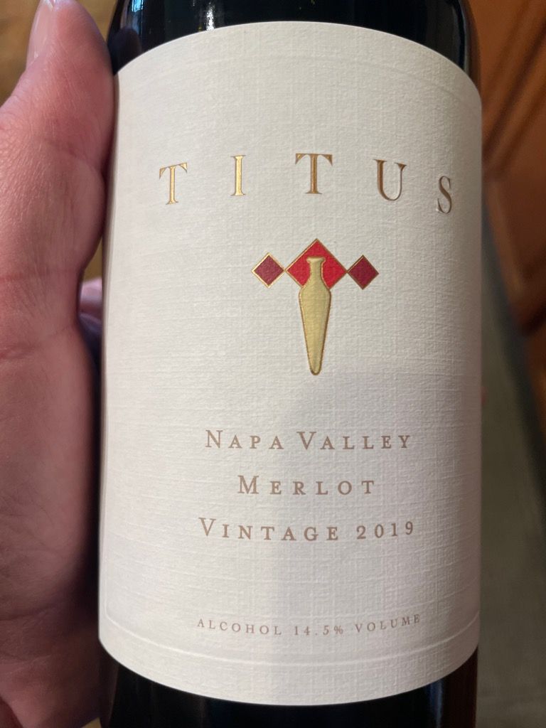 2019 Titus Merlot, USA, California, Napa Valley - CellarTracker