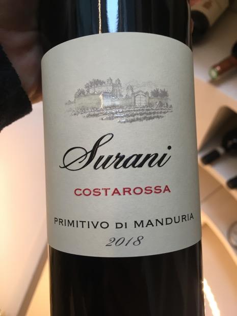 2018 Surani Primitivo di Manduria Costarossa, Italy, Puglia, Primitivo ...