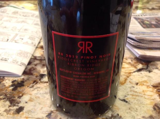 2012 RR Wines Pinot Noir Ridgecrest Vineyard, USA, Oregon, Willamette ...
