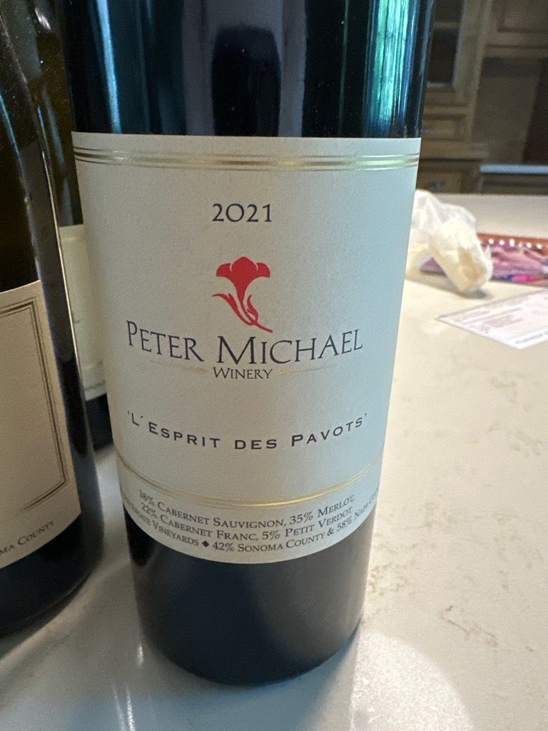 2021 Peter Michael L'Esprit des Pavots, USA, California, Sonoma County, Knights Valley ...