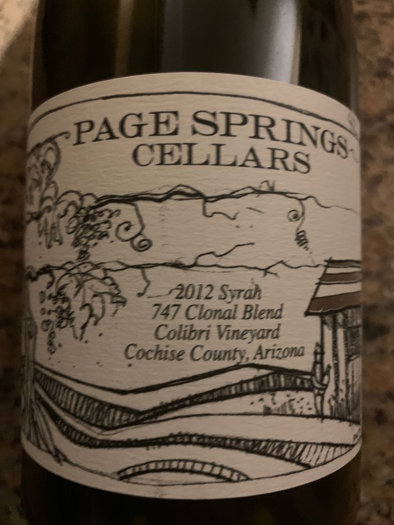 2012 Page Springs Cellars Syrah Clone 474 Colibri Vineyard, USA ...