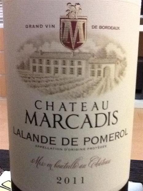 2011 Château Marcadis, France, Bordeaux, Libournais, Lalande de Pomerol ...