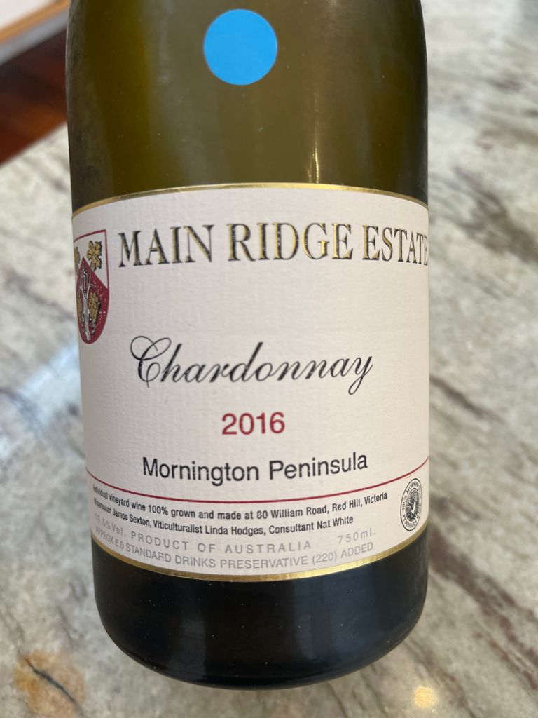 2016 Main Ridge Estate Chardonnay, Australia, Victoria, Port Phillip ...
