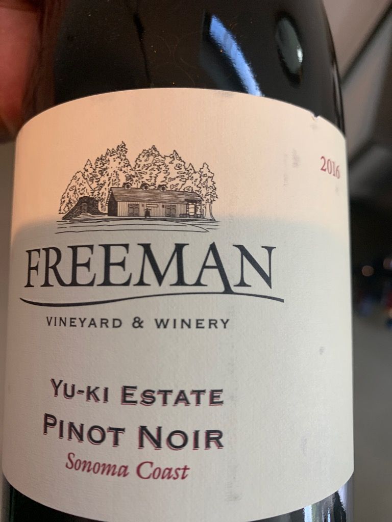 2016 Freeman Pinot Noir Yu-ki Estate, USA, California, Sonoma County ...