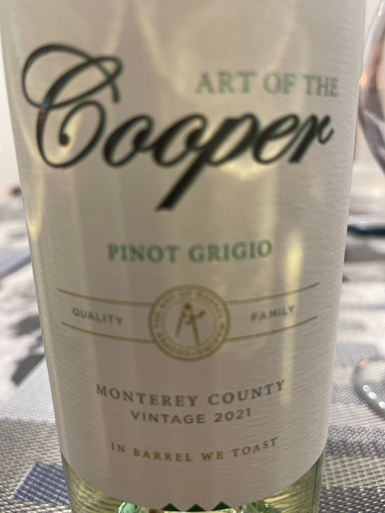 2021 Art of the Cooper Pinot Grigio, USA, California, Central Coast, Monterey County - CellarTracker