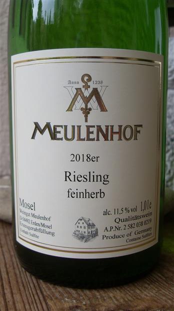 2018 Meulenhof Riesling feinherb, Germany, Mosel Saar Ruwer - CellarTracker