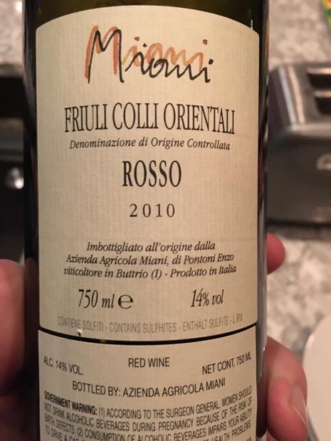 2010 Miani Friuli Colli Orientali Rosso, Italy, Friuli-Venezia Giulia ...