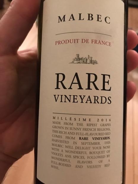 2016 Rare Vineyards Malbec Vin de Pays d'Oc, France, Languedoc ...