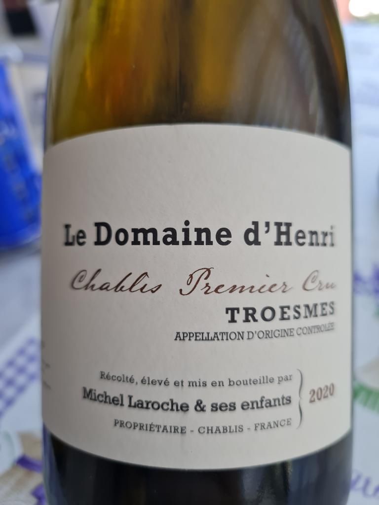 2020 Le Domaine d'Henri Chablis 1er Cru Troesmes, France, Burgundy ...