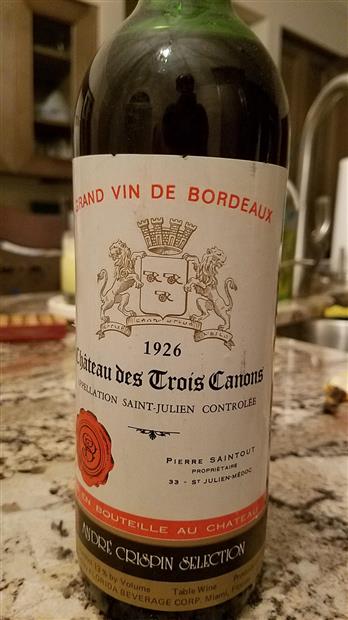 1926 Château Les Trois Canons, France, Bordeaux, Médoc, St. Julien ...