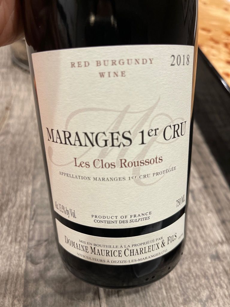 2020 Maurice Charleux Maranges 1er Cru Le Clos des Rois, France ...