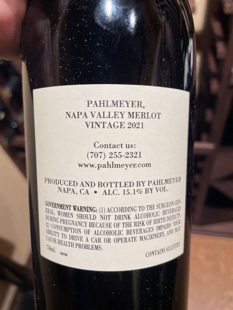 2021 Pahlmeyer Merlot, USA, California, Napa Valley - CellarTracker