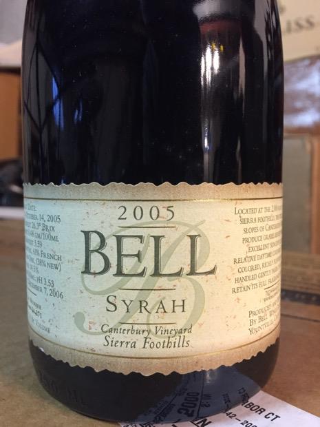 2005 Bell Wine Cellars Syrah Canterbury Vineyard, USA, California ...