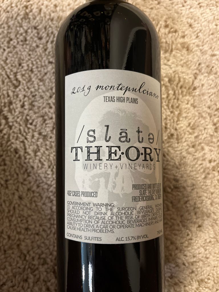 2019 Slate Theory Montepulciano, USA, Texas, Texas High Plains ...