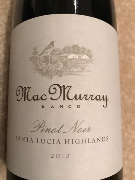 2012 MacMurray Ranch Pinot Noir Santa Lucia Highlands, USA, California ...