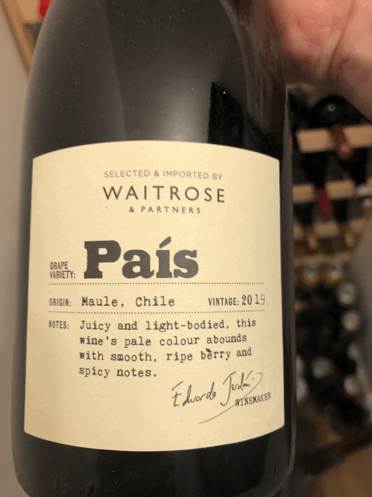 2019 Waitrose País Loved & Found, Chile, Maule Valley - CellarTracker
