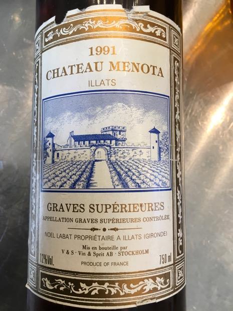 1991 Château Ménota Graves Supérieures, France, Bordeaux, Graves ...
