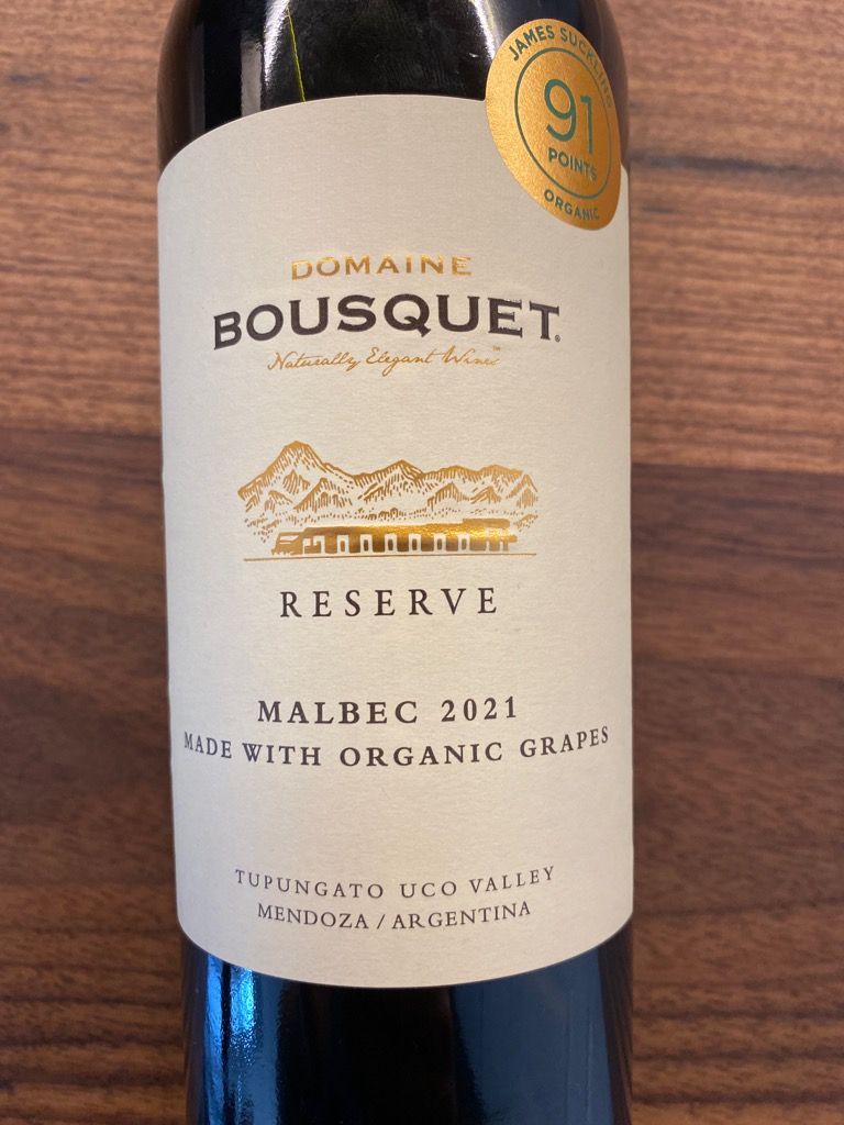 2021 Domaine Bousquet Malbec Reserve, Argentina, Mendoza, Valle de Uco ...