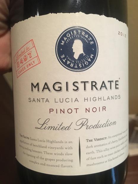 2012 Magistrate Pinot Noir Limited Production, USA, California, Central ...