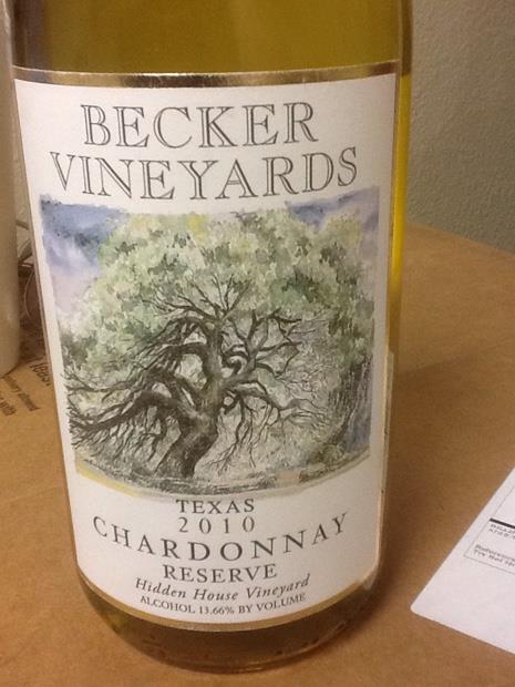 2007 Becker Vineyards Chardonnay Texas Reserve, USA, Texas, Texas Hill ...
