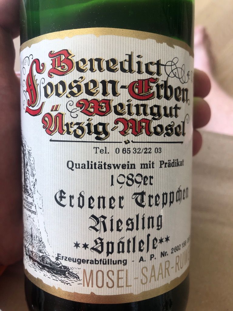 1989 Benedict Loosen-Erben Erdener Treppchen Riesling Spätlese ...