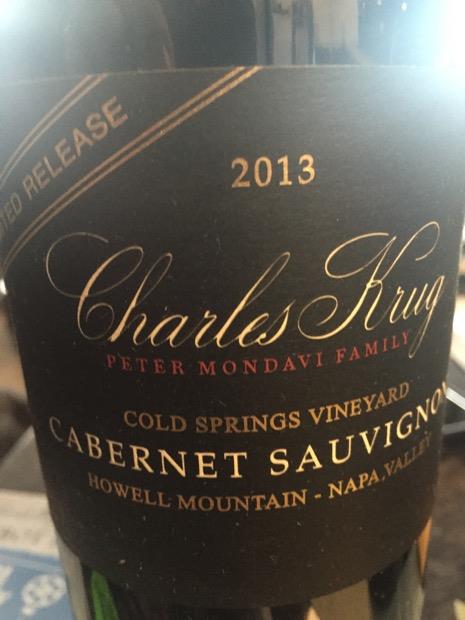 2013 Charles Krug Winery (Peter Mondavi Family) Cabernet Sauvignon ...