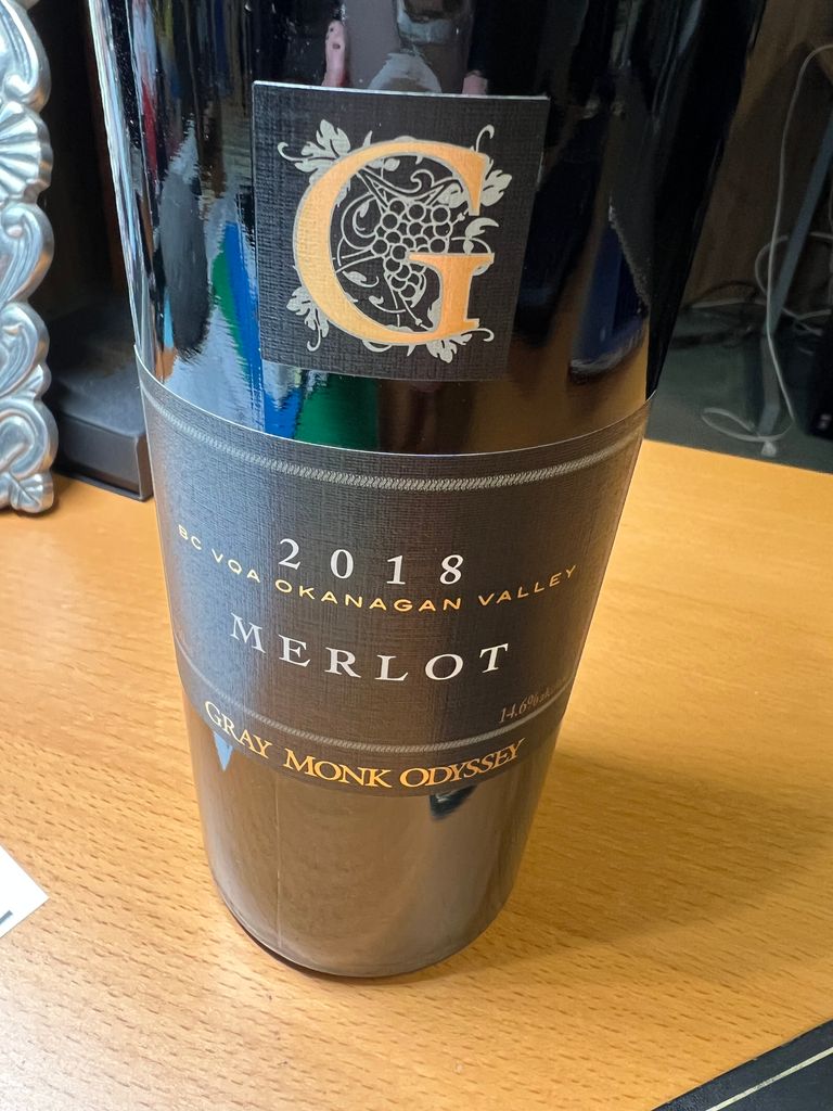2018 Gray Monk Estate Winery Merlot Odessey, Canada, British Columbia ...