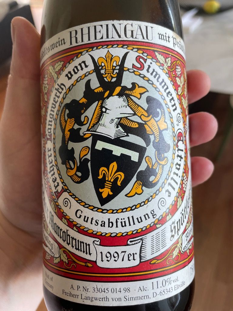 1997 Freiherr Langwerth von Simmern Eltviller Sonnenberg Riesling ...