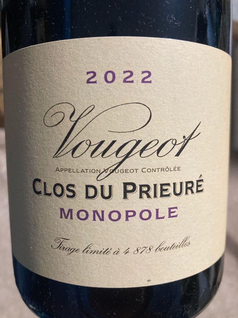 2022 Domaine de la Vougeraie Vougeot Clos du Prieuré, France, Burgundy ...