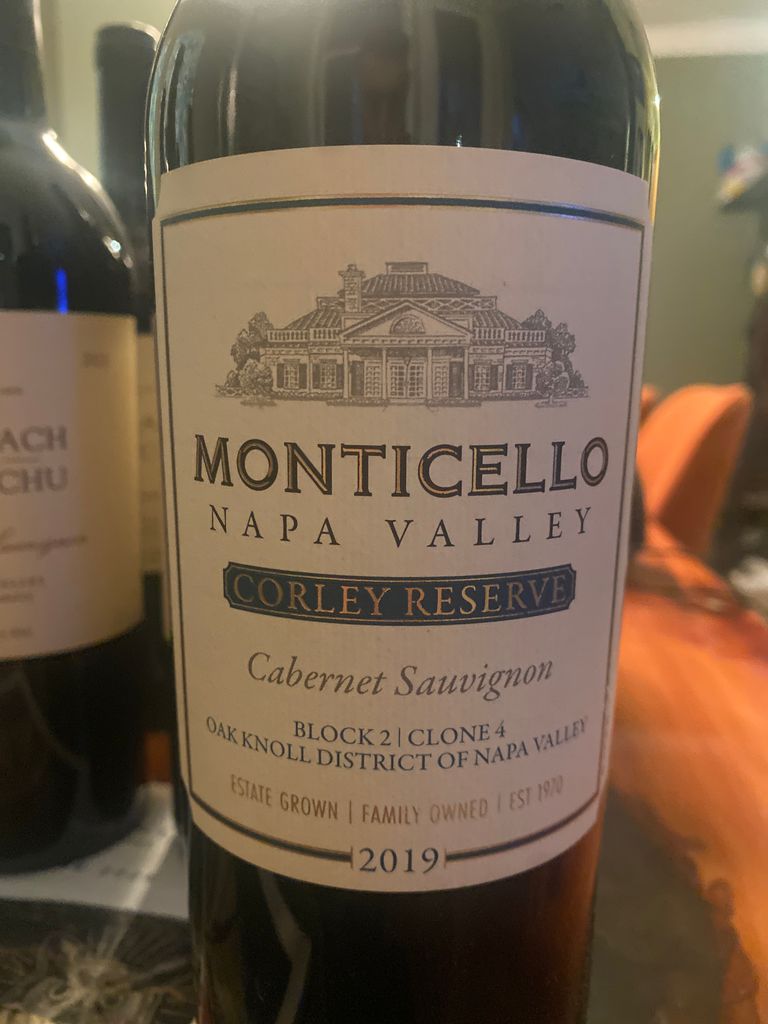 2019 Monticello Vineyards (Corley Family) Cabernet Sauvignon Corley ...