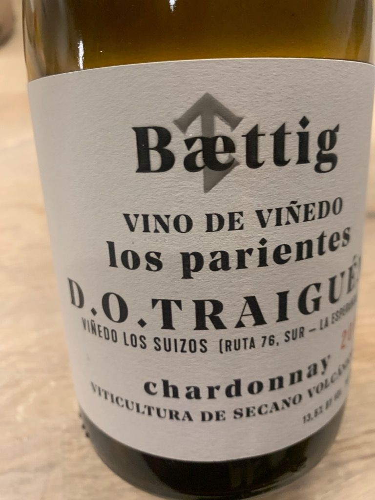 2019 Baettig Chardonnay Los Parientes, Chile, Malleco Valley, Traiguen ...
