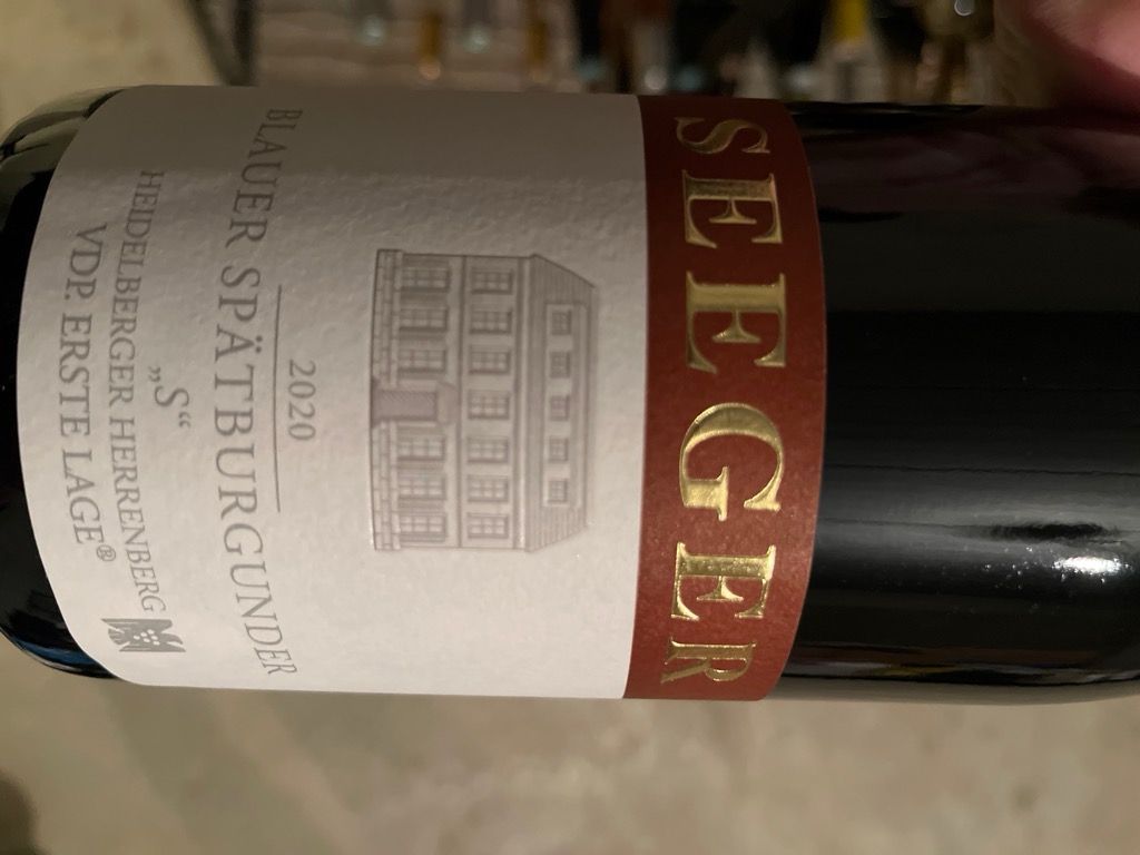 2020 Seeger Heidelberger Herrenberg Blauer Spätburgunder "S", Germany ...