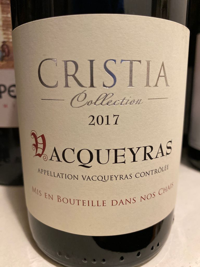 2019 Domaine de Cristia Vacqueyras Cristia Collection, France, Rhône ...