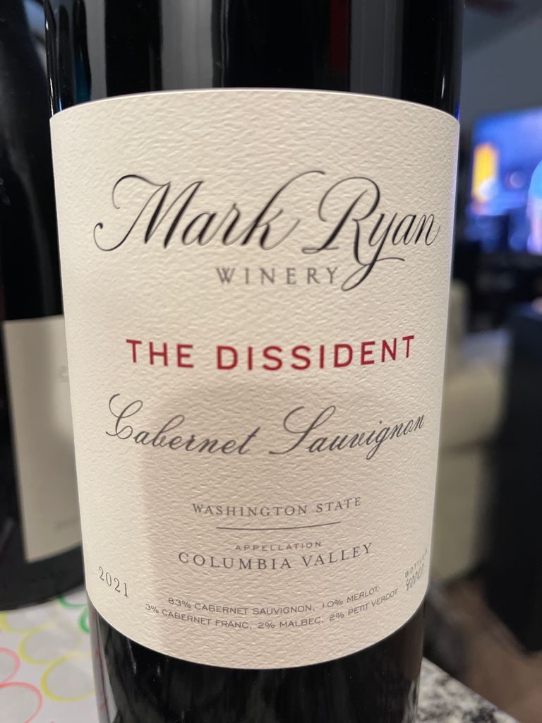 2021 Mark Ryan Cabernet Sauvignon The Dissident, USA, Washington ...