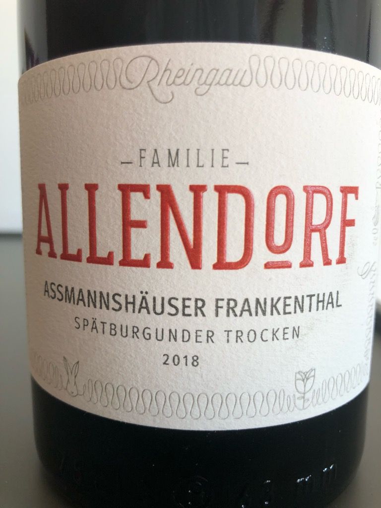 2018 Weingut Fritz Allendorf Assmannshäuser Frankenthal Spätburgunder ...