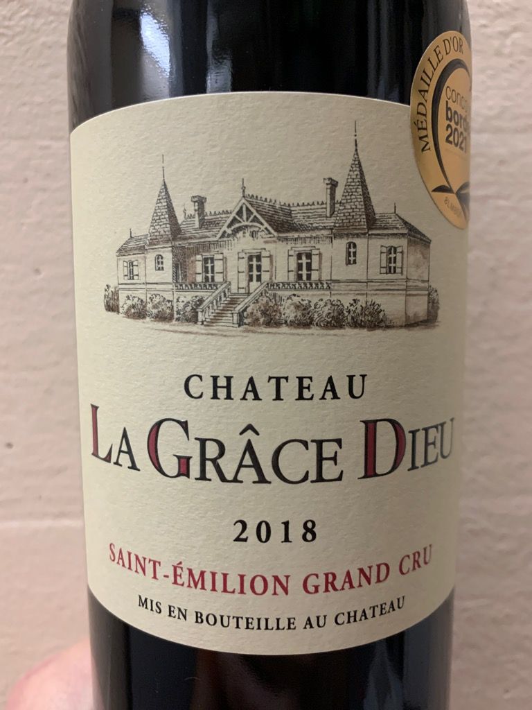 2018 Château La Grâce Dieu, France, Bordeaux, Libournais, St. Émilion Grand Cru - CellarTracker