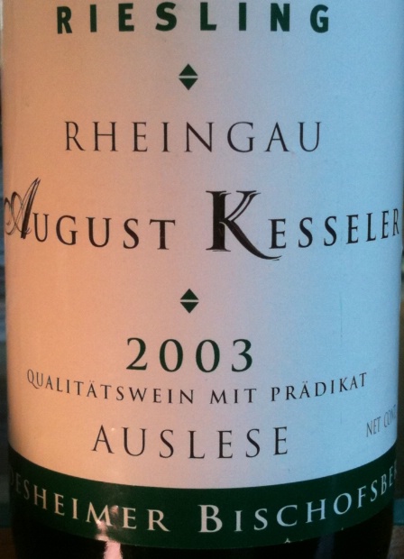 2003 August Kesseler Rüdesheimer Bischofsberg Riesling Auslese ...