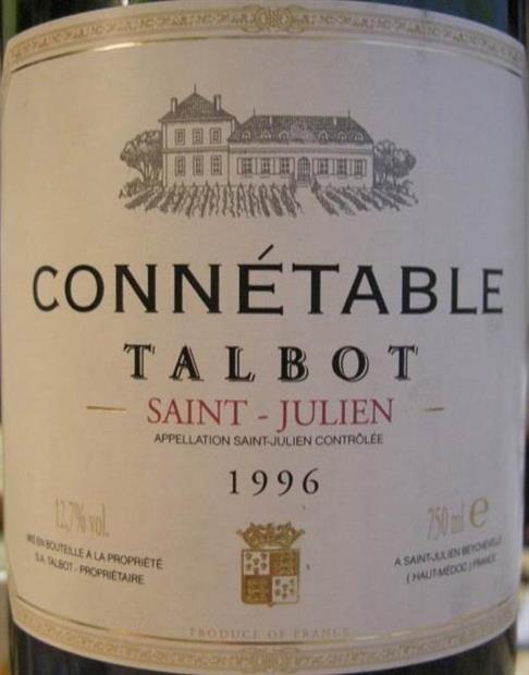 1996 Château Talbot Connétable de Talbot, France, Bordeaux, Médoc, St ...